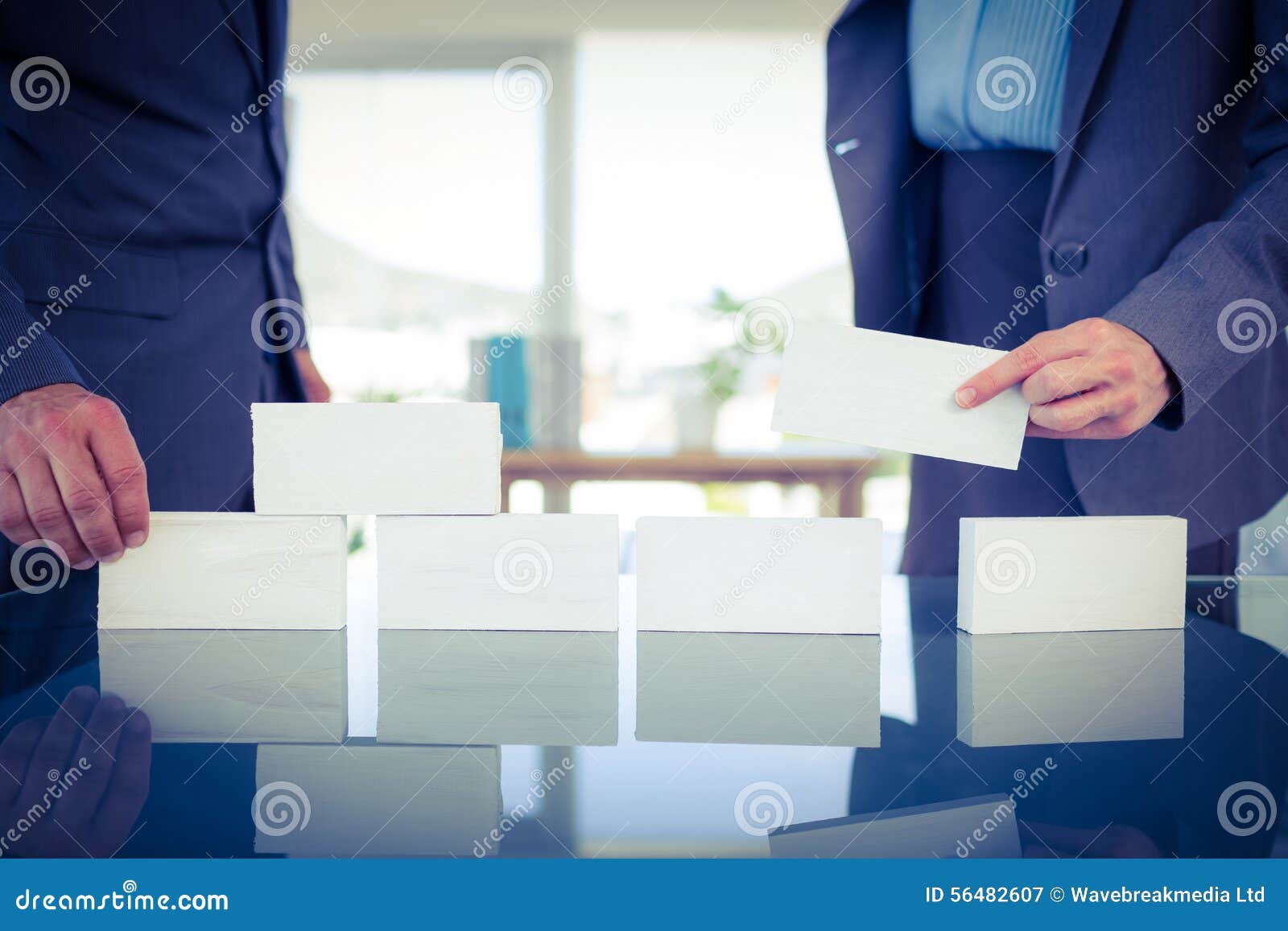 Business People Stacking Paper Bloc Stock Image - Image of paper ...