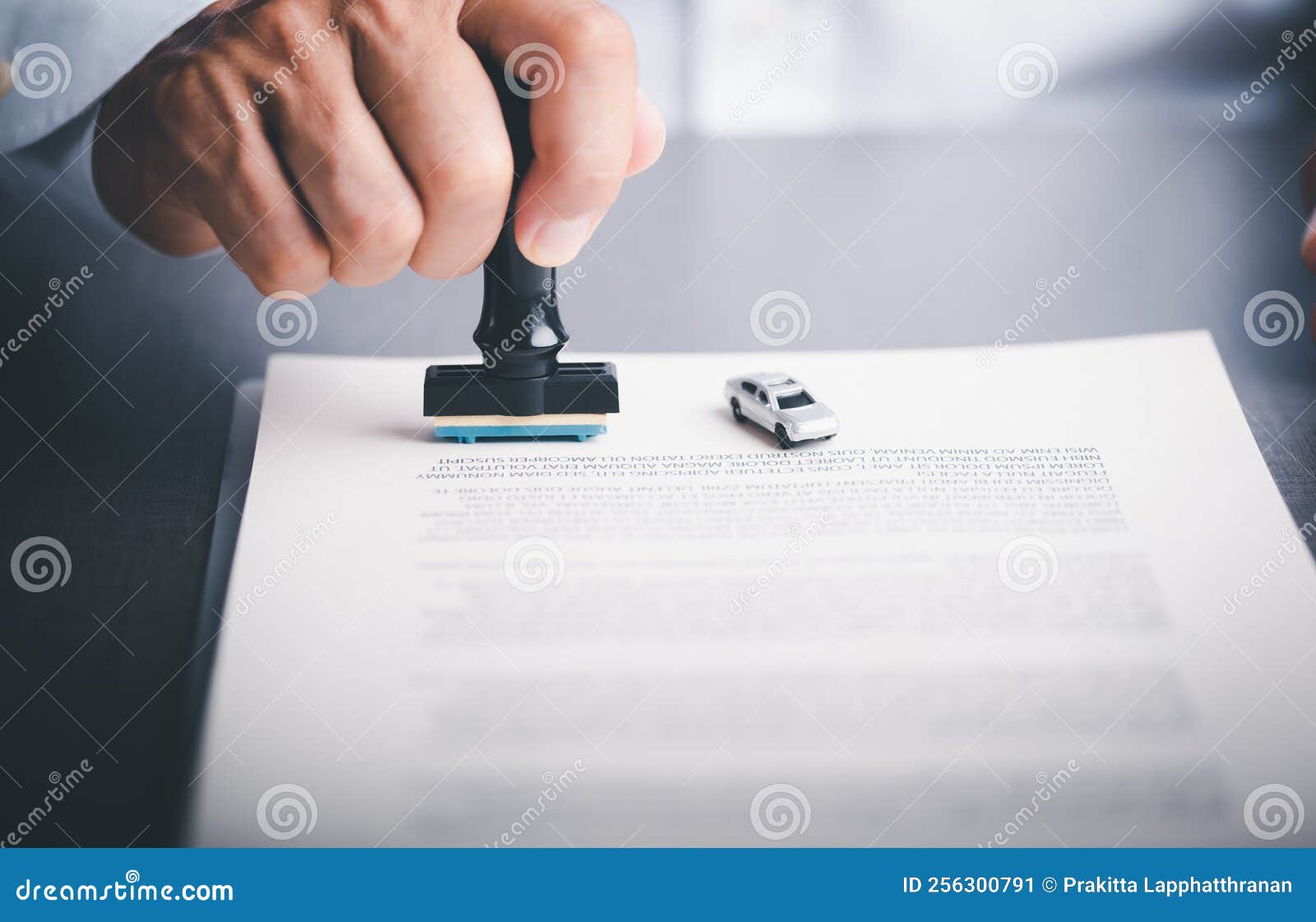 Business People Stamp on the Contract Documents at the Desk, the ...