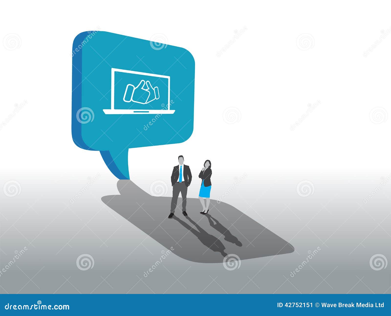 Business People Standing with Large Speech Bubble Stock Vector ...