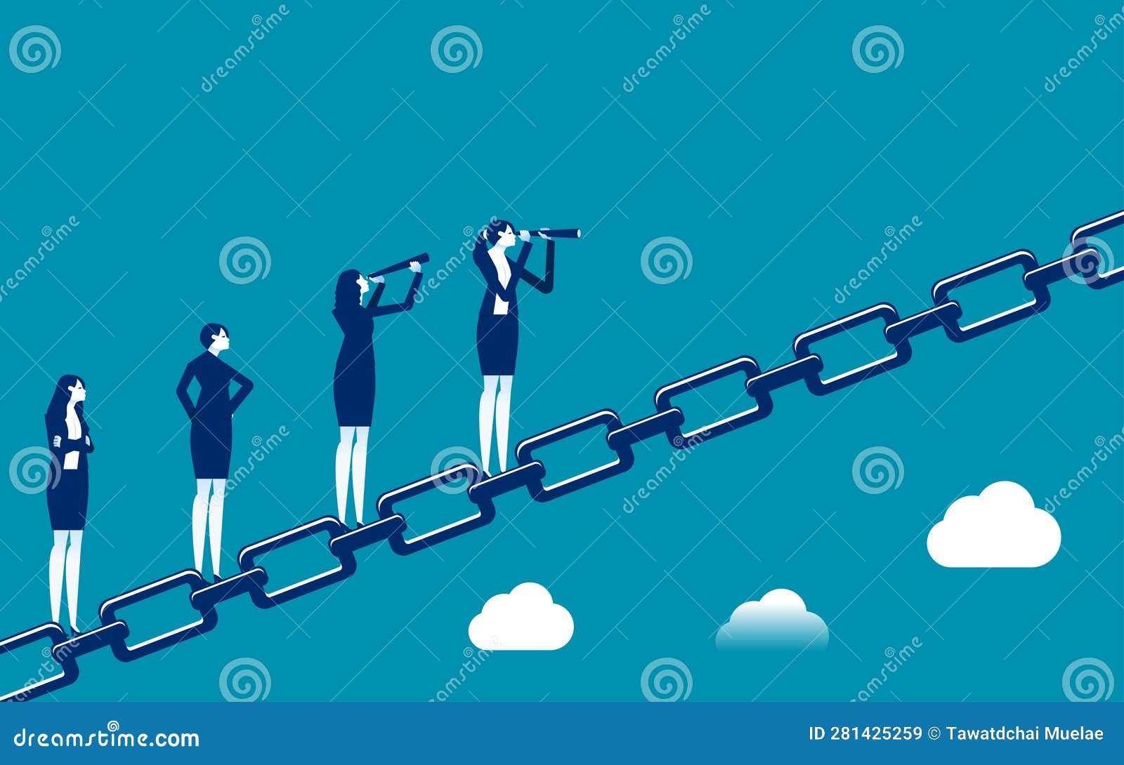 Business People Standing on the Links of a Large Chain. Business Team ...