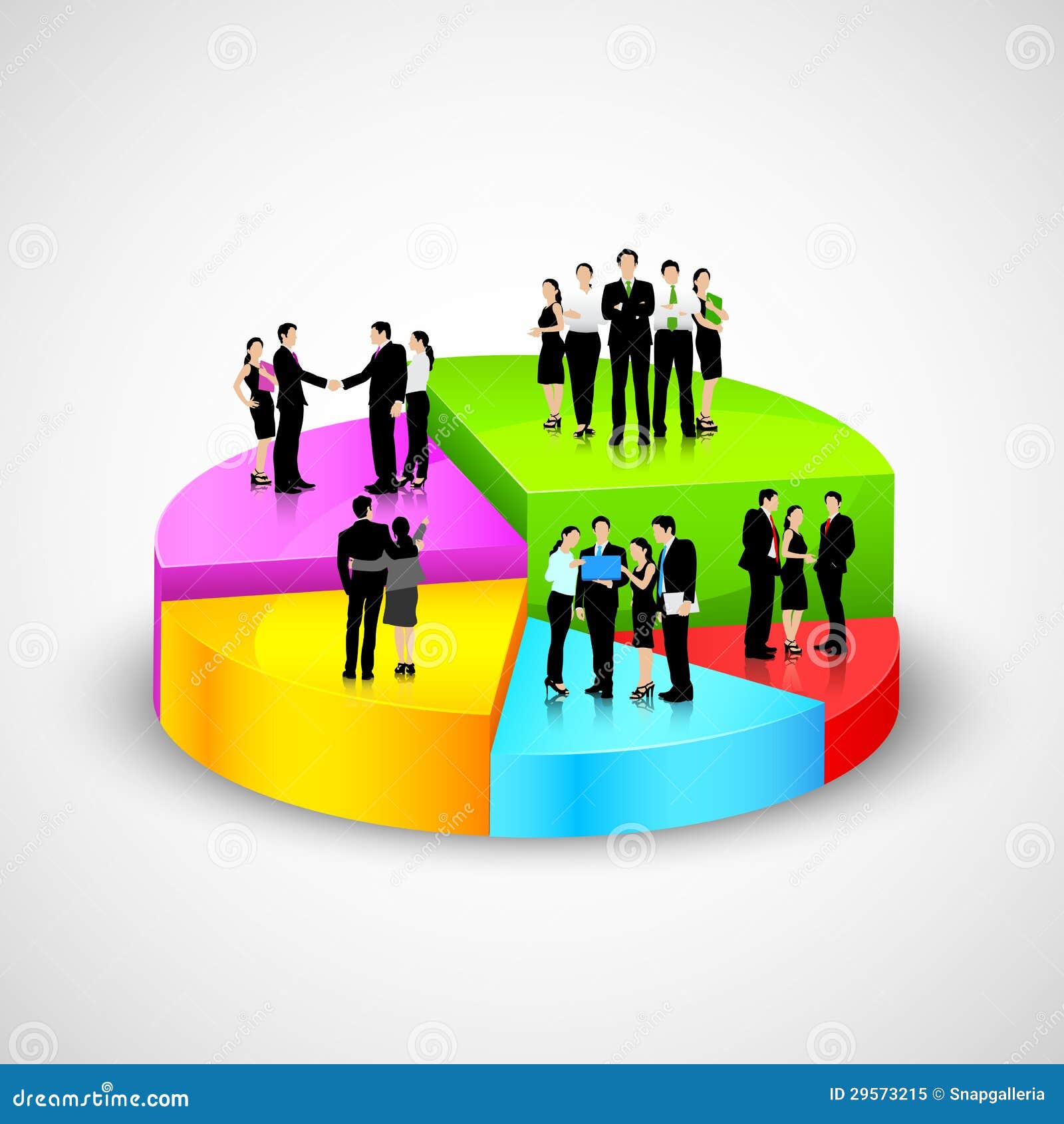 Business People Standing Over Pie Chart Stock Vector - Illustration of ...