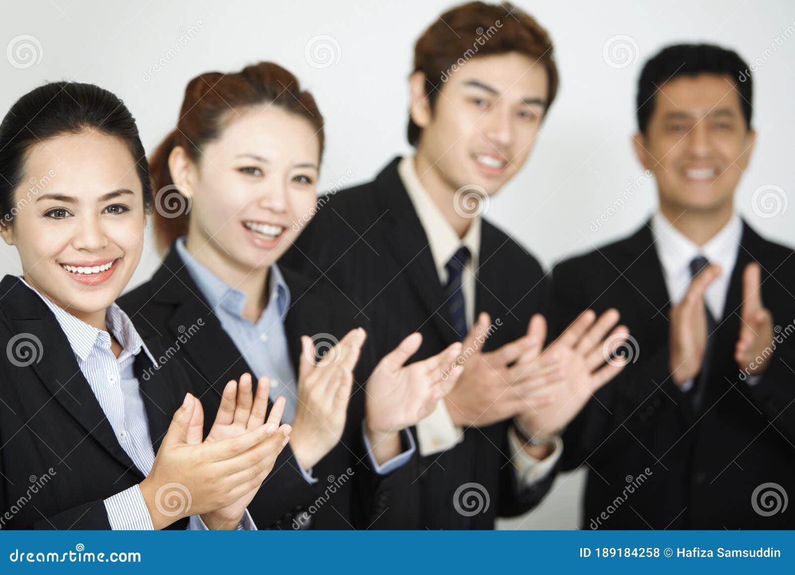 Business People Standing in a Row, Clapping Their Hands. Conceptual ...