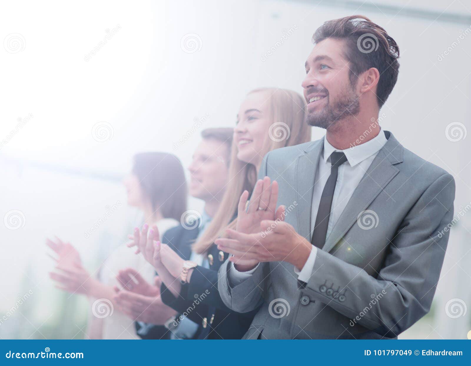 Business People Standing in a Row Looking in Same Direction and Stock ...