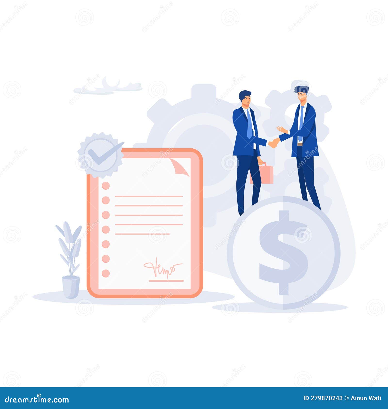 Business People Standing on a Signed Contract. Stock Vector ...