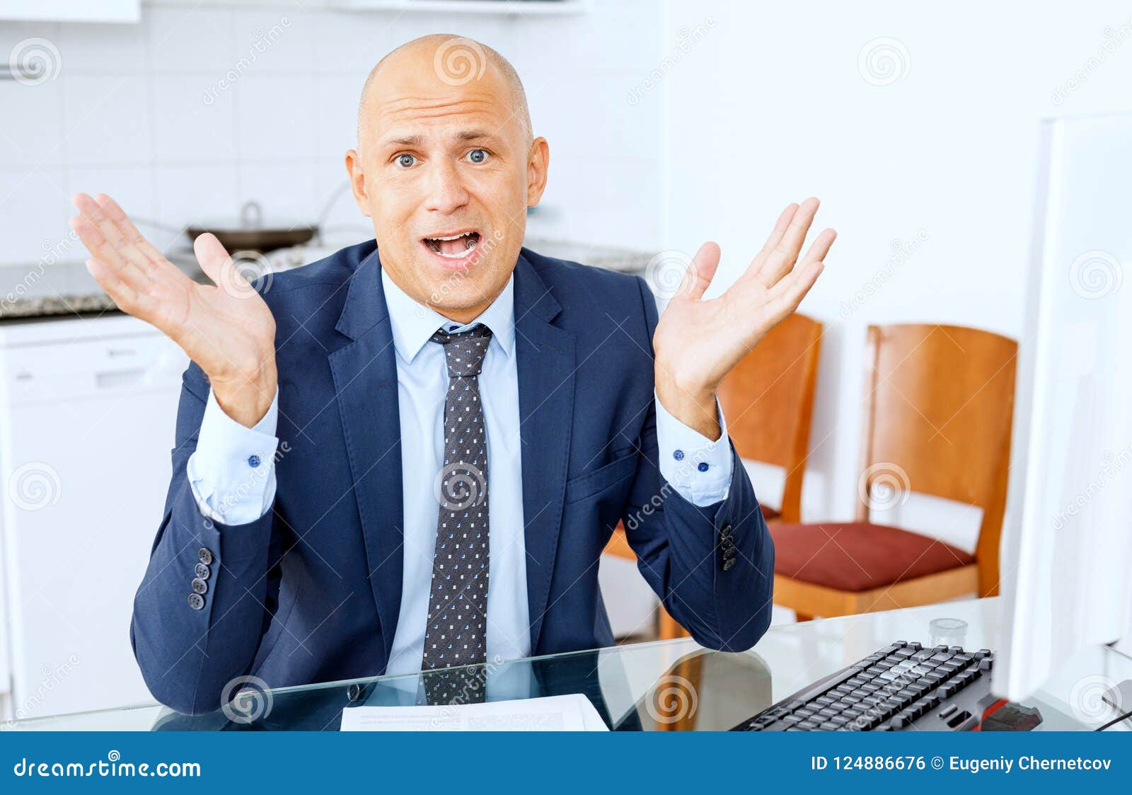 Business, People, Stress, Fail Angry Businessman with Computer in ...