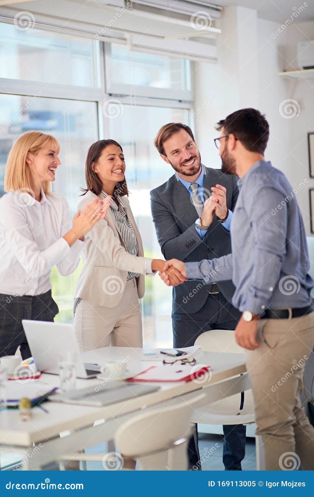 Business People Successfully Completed Meeting Stock Image - Image of ...