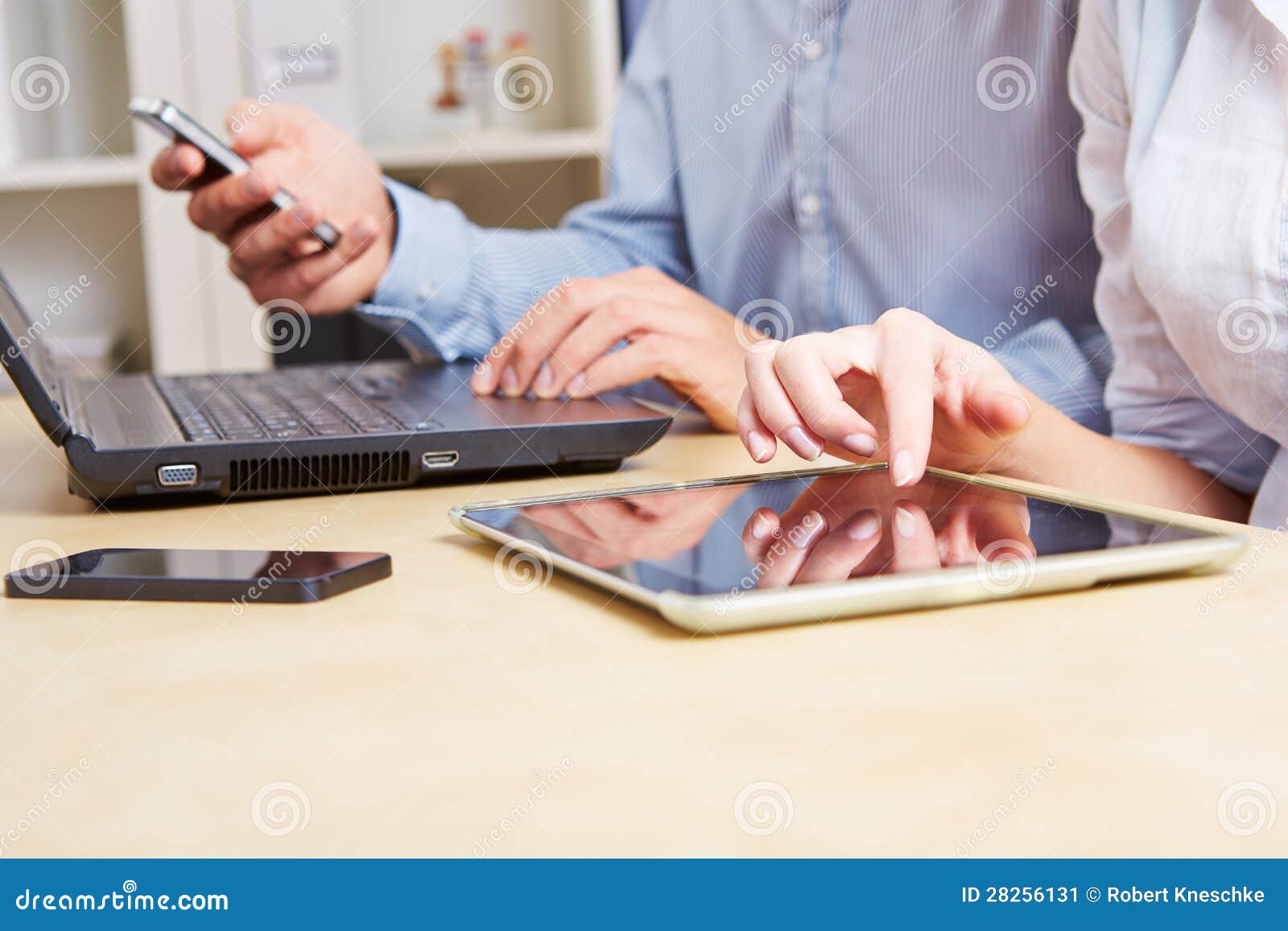 Business People with Tablet Stock Image - Image of place, media: 28256131