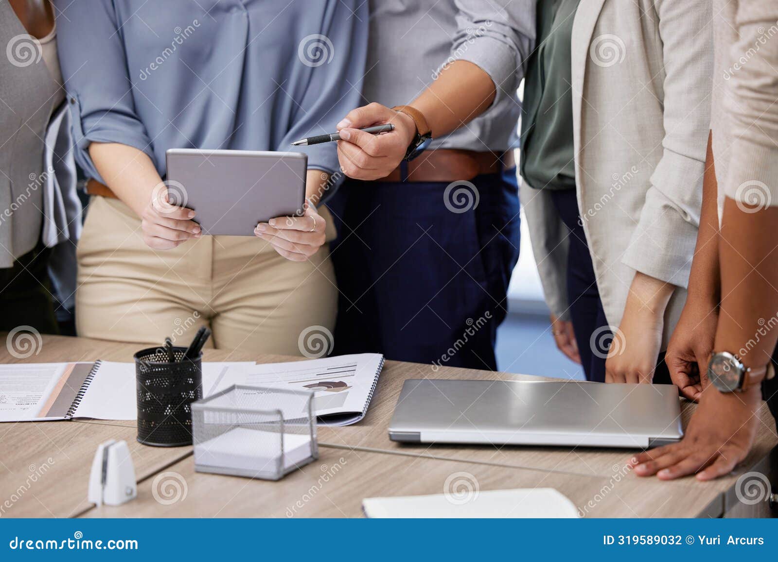 Business People, Tablet and Virtual Meeting for Idea, Workshop or ...