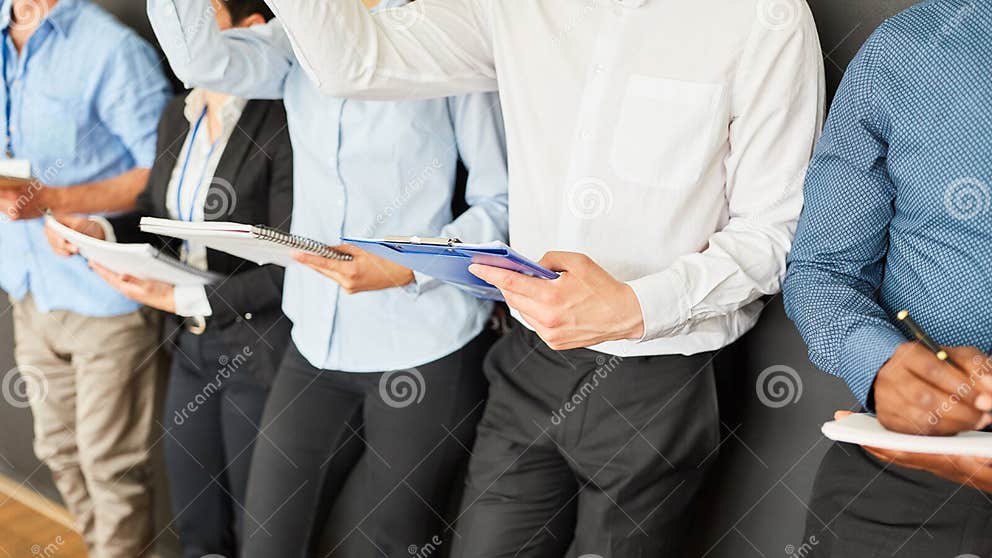 Business People Take Notes while Standing Stock Photo - Image of ...