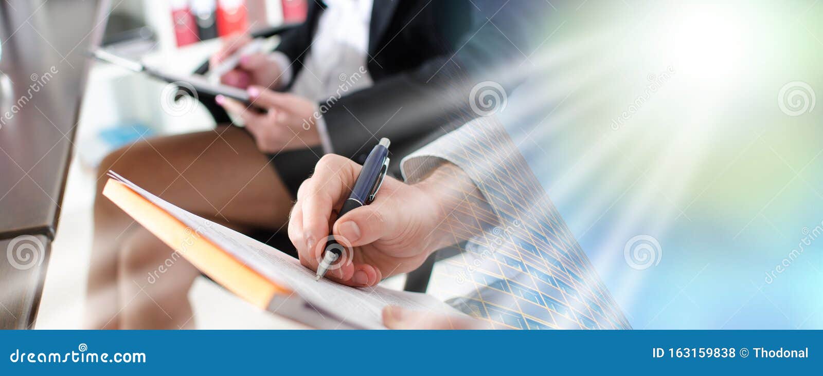 Business People Taking Notes; Multiple Exposure Stock Photo - Image of ...