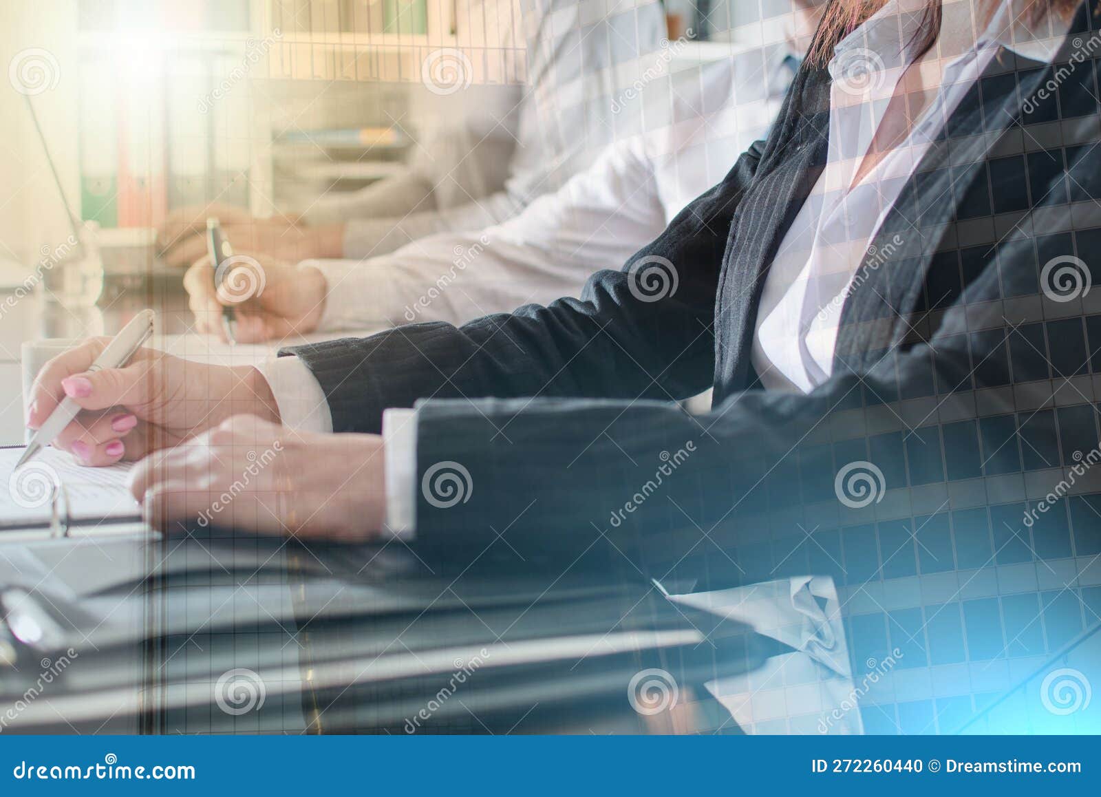 Business People Taking Notes Multiple Exposure Stock Photo - Image of ...