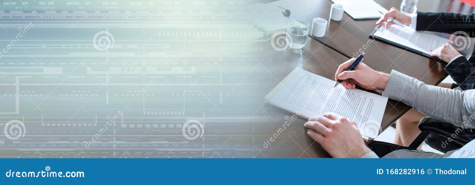 Business People Taking Notes; Panoramic Banner Stock Photo - Image of ...