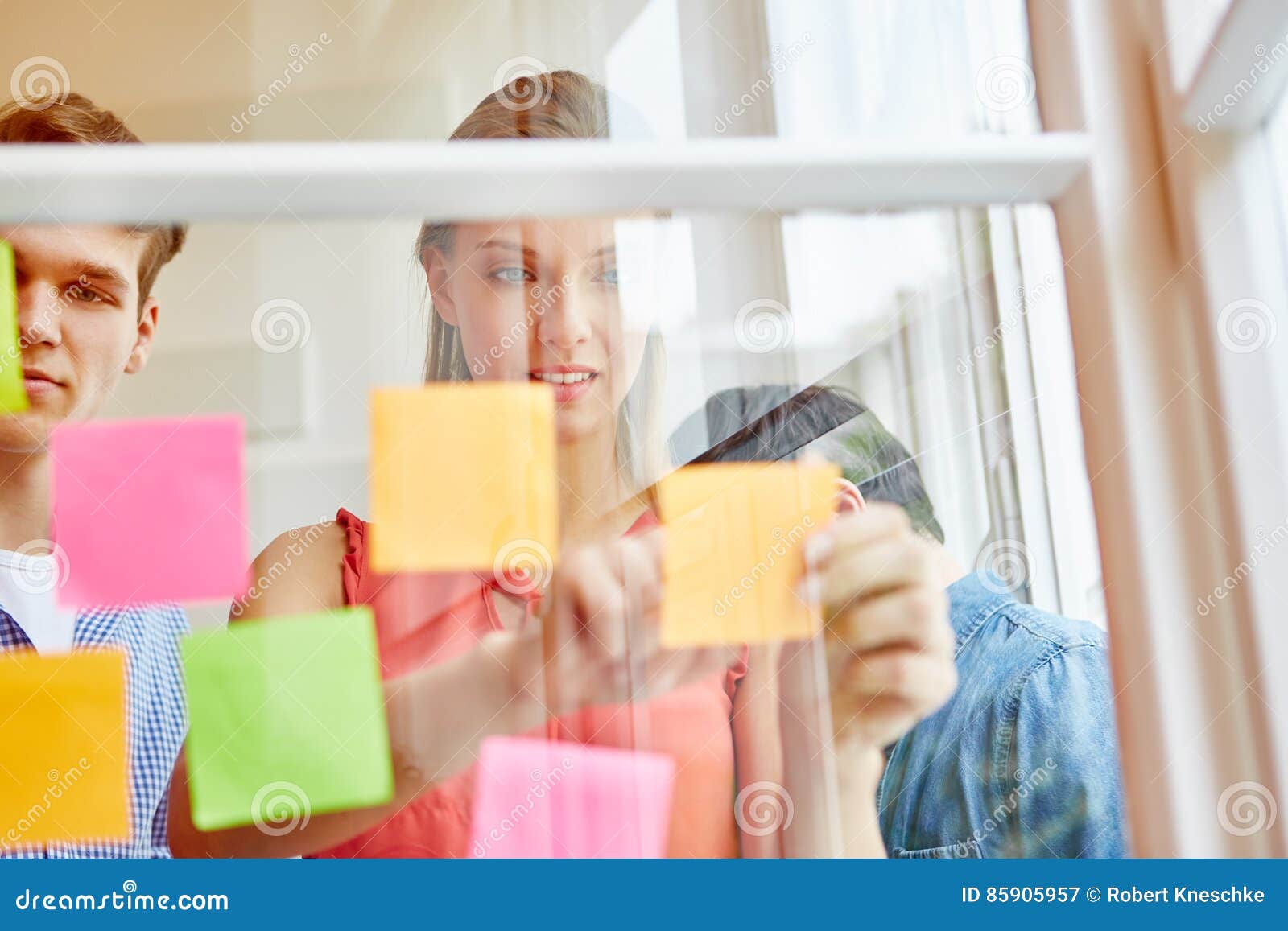Business People Taking Notes in Sticky Notes Stock Image - Image of ...