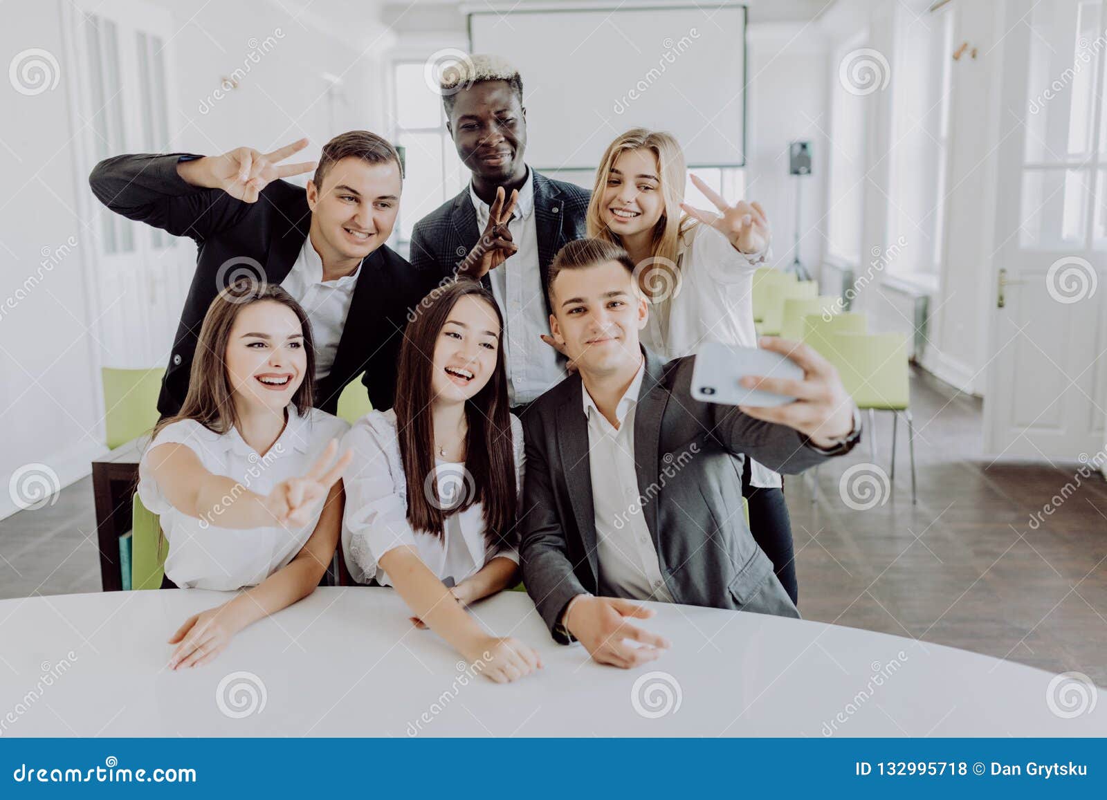 Business People Taking Selfie of Themselves in the Office. Team Work ...