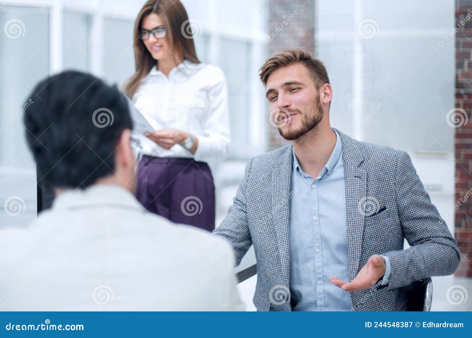 Business People Talk in the Bank Office Stock Image - Image of advice ...