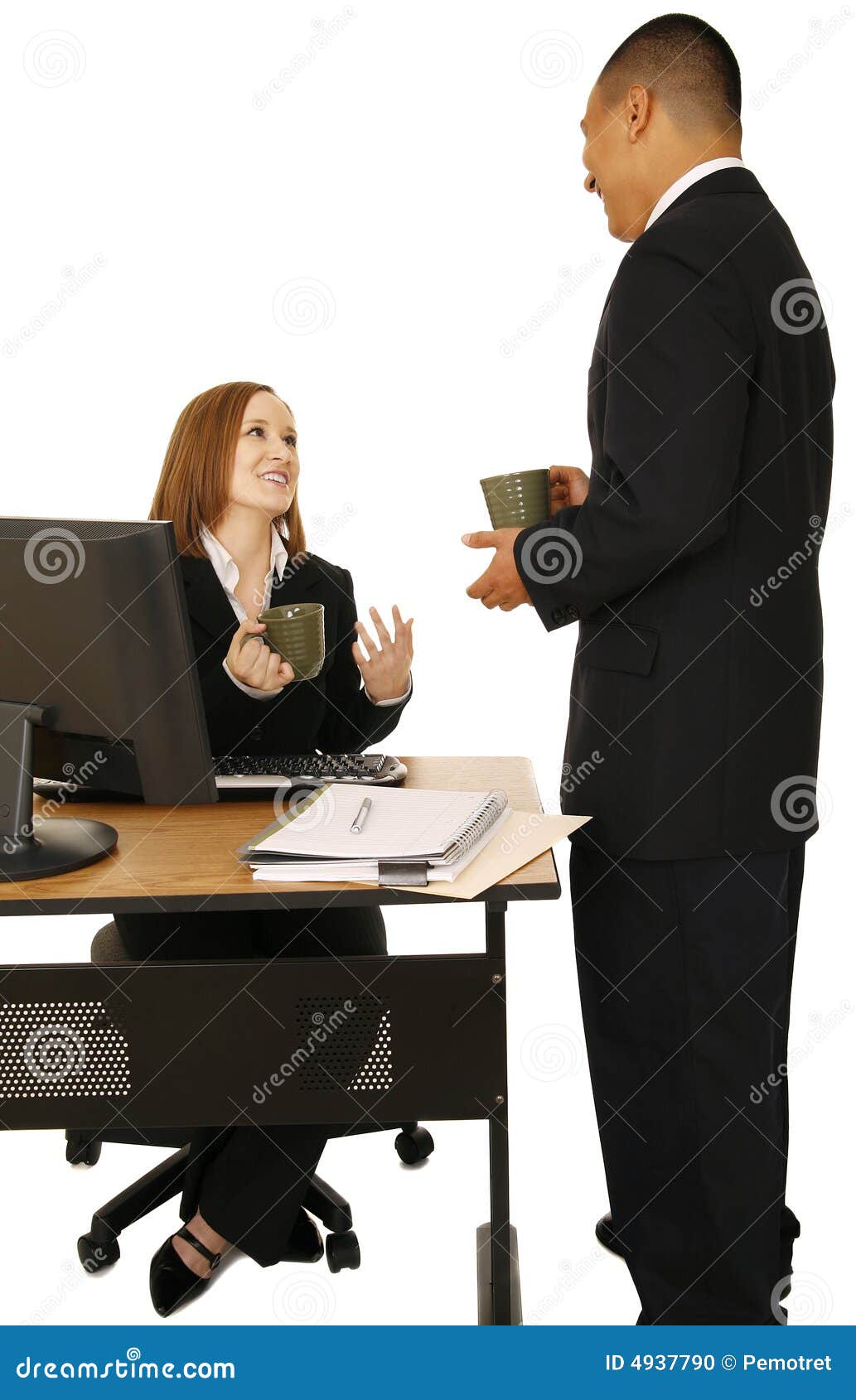 Business People Talking during Break Stock Photo - Image of laptop ...
