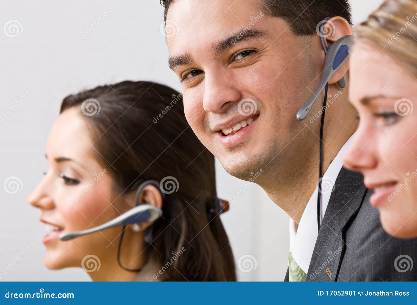 Business People Talking on Headsets Stock Image - Image of service ...
