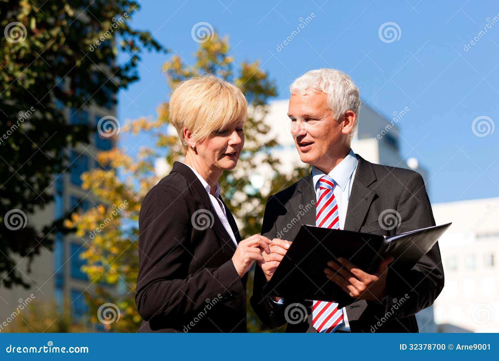 Business People Talking Outdoors Stock Photo - Image of blue, boss ...