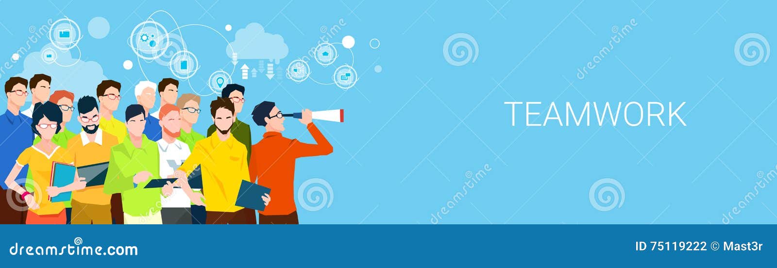 Teamwork Banner With People Silhouettes Vector Illustration ...