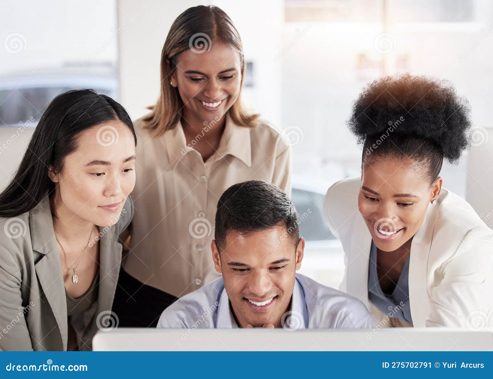 Business People, Team and Diversity at Computer, Happy Working Together ...