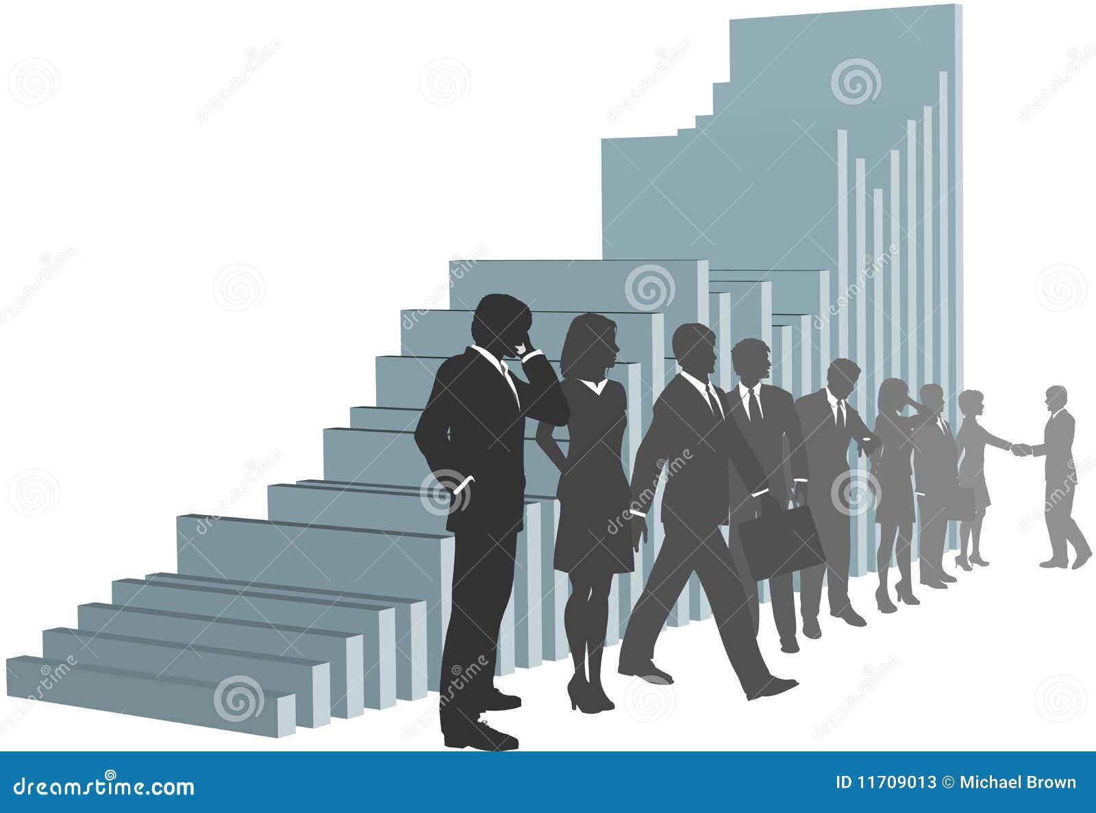 Business People Team with Growth Chart Stock Illustration ...