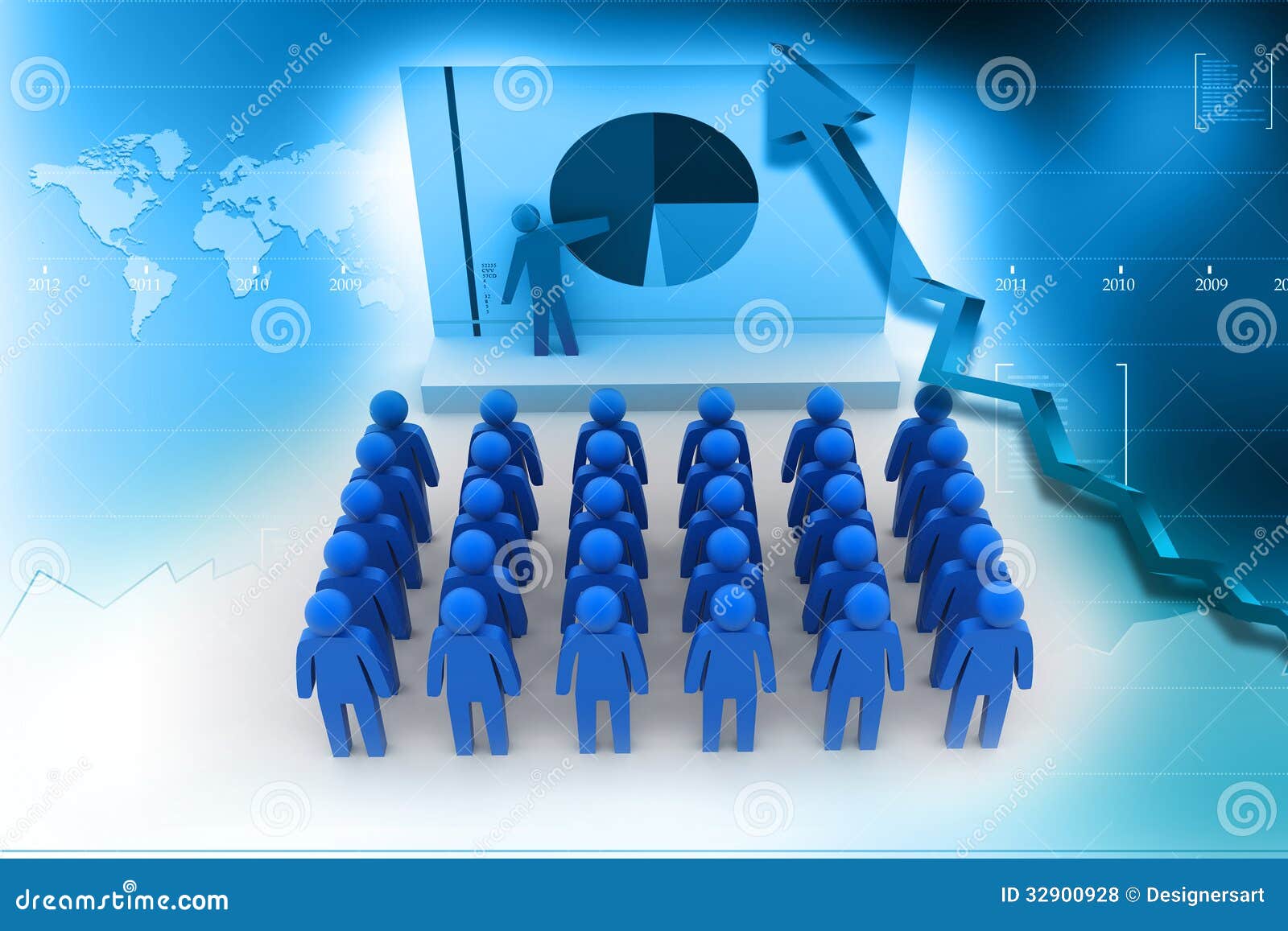 Business People Team with Pie Chart Stock Illustration - Illustration ...