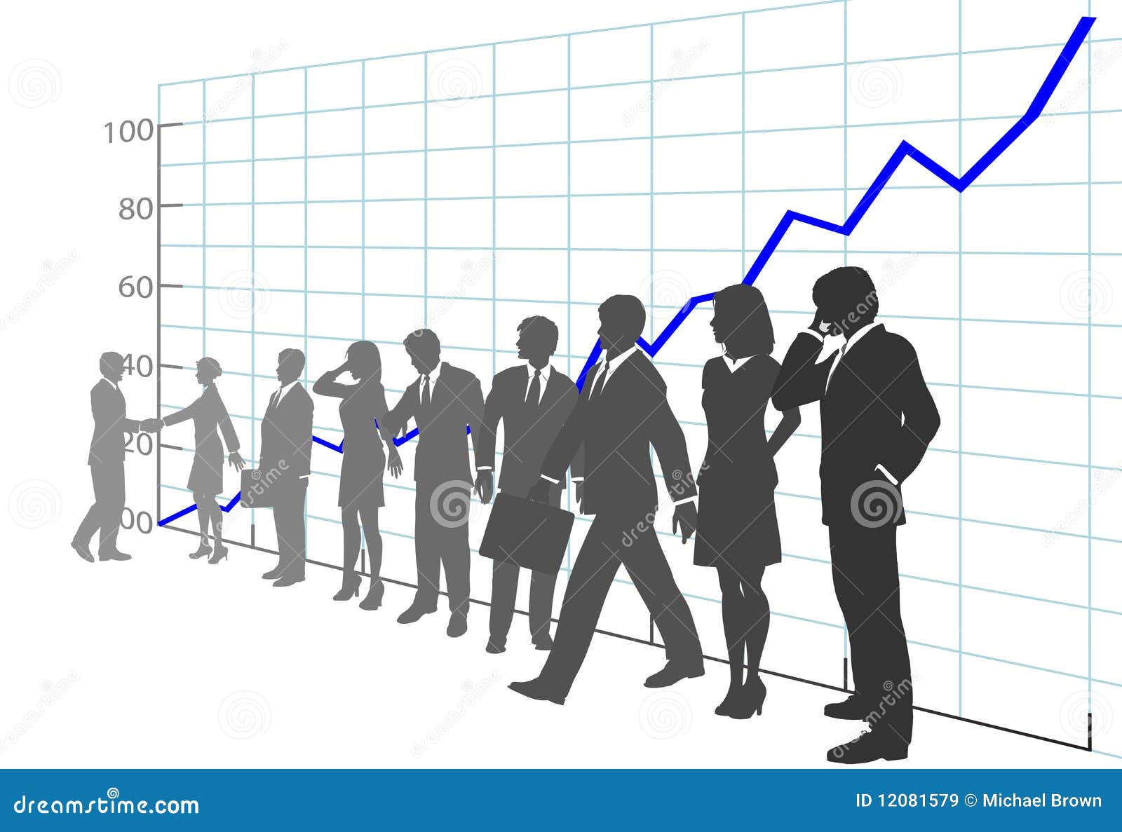 Business People Team Profit Growth Chart Stock Vector - Illustration of ...