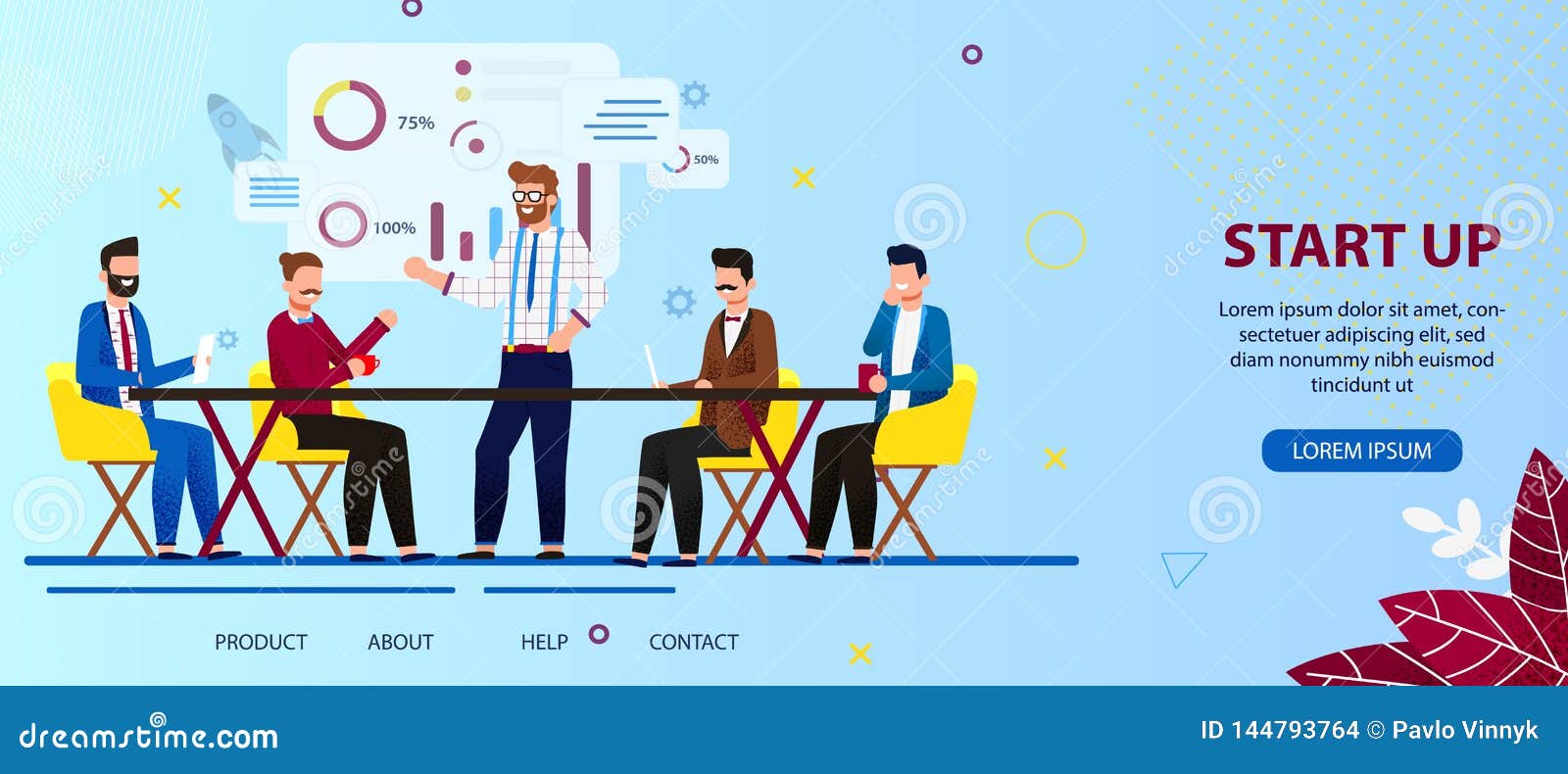 Business People Team Work on Start Up Technology. Stock Vector ...