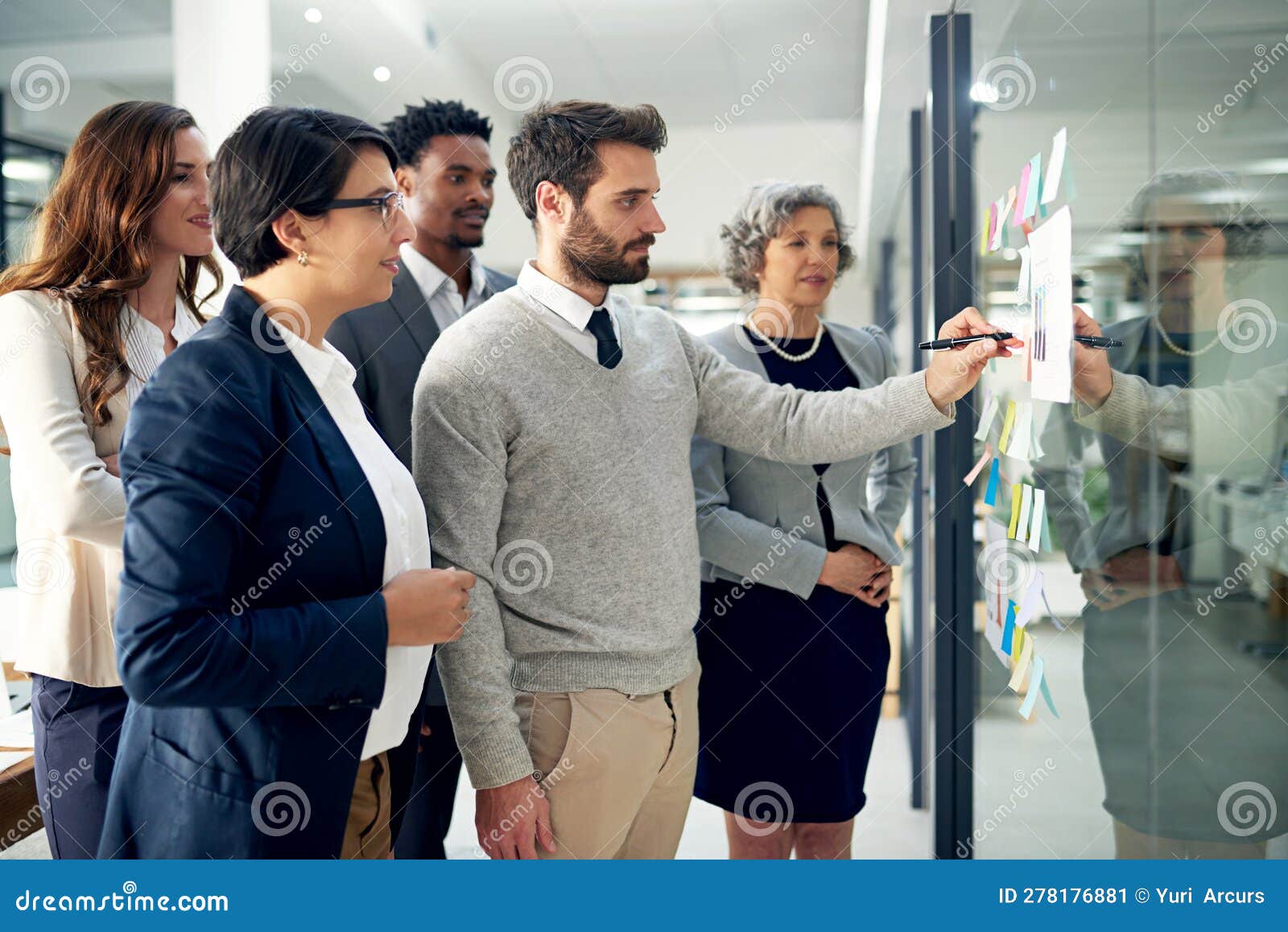 Business People, Teamwork and Glass Board with Writing, Brainstorming ...