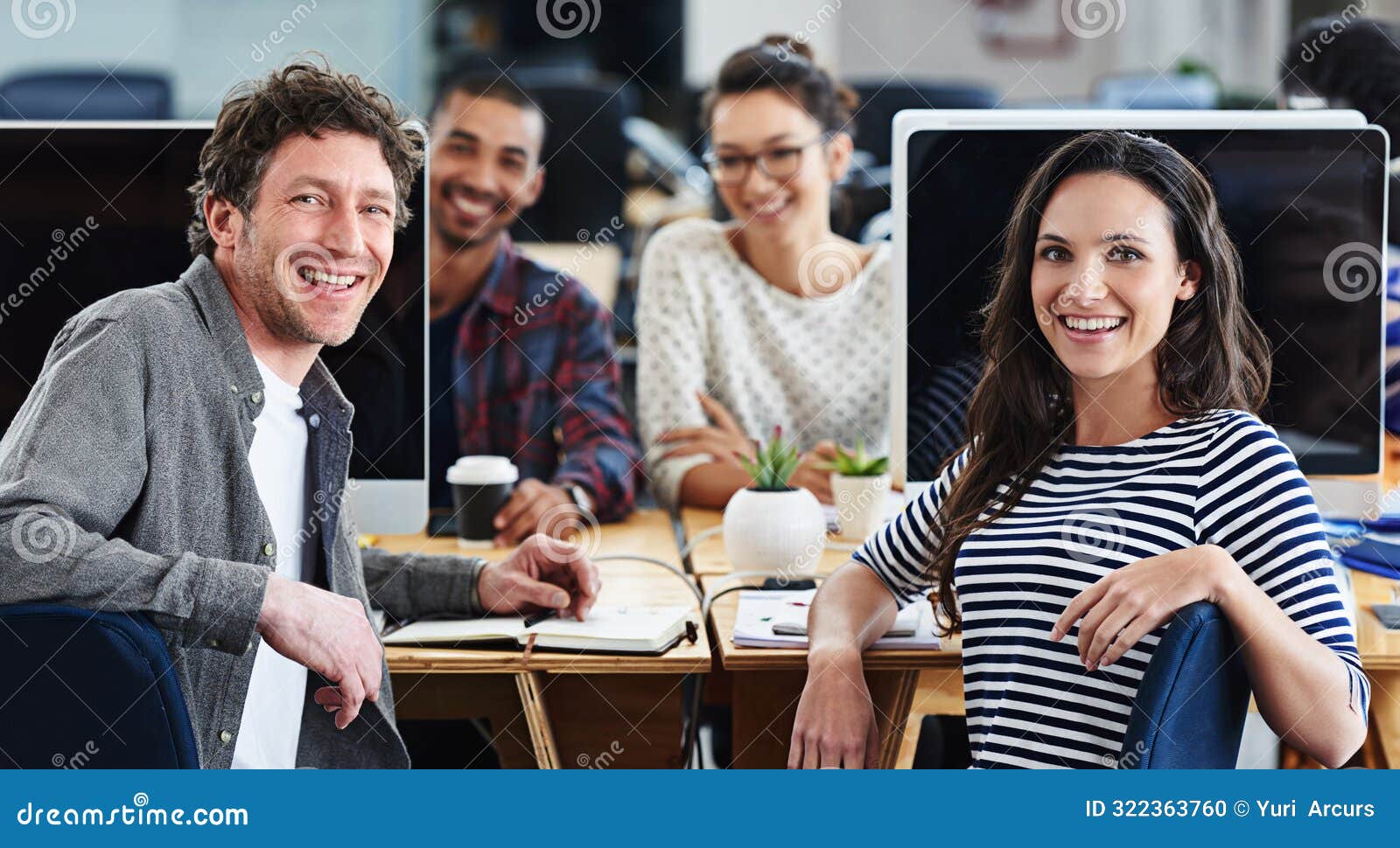 Business People, Teamwork and Portrait by Desktop Computer for ...