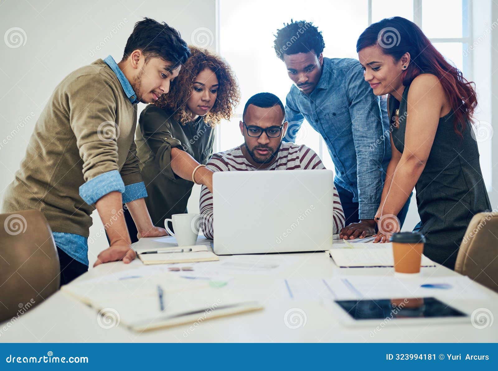 Business People, Teamwork and Reading on Laptop for Problem Solving ...