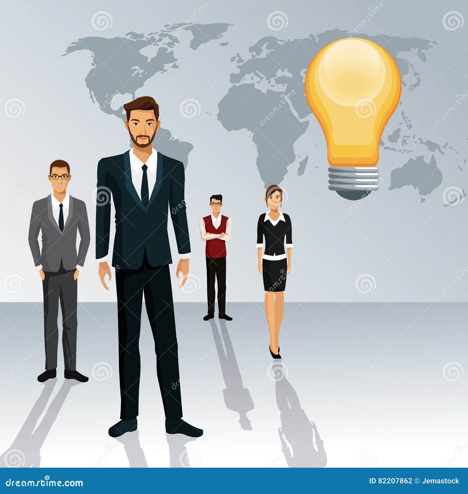 Business People Teamwork World Idea Creative Shadow Stock Vector ...