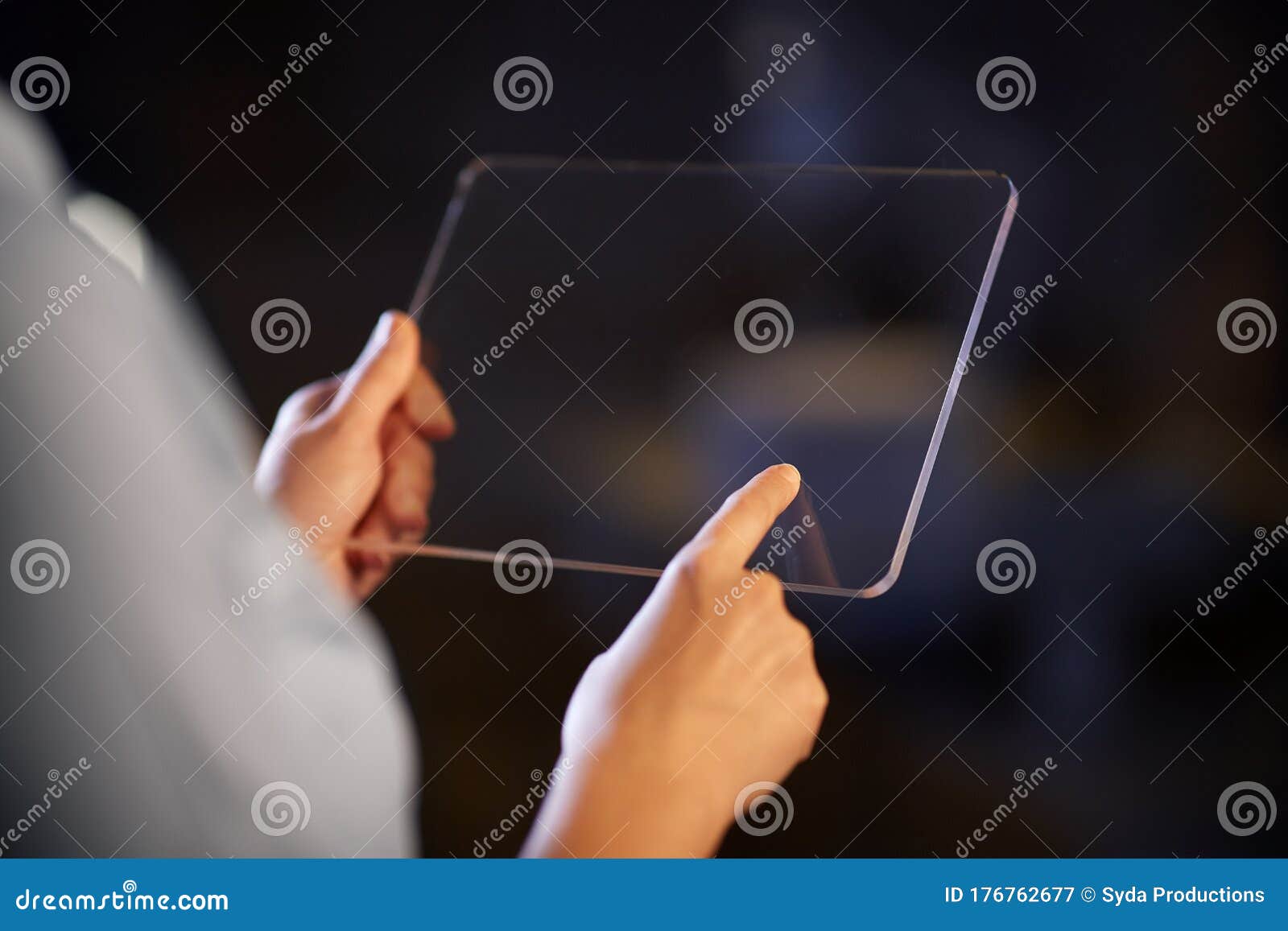 Hands with Transparent Tablet Pc Computer Stock Image - Image of ...
