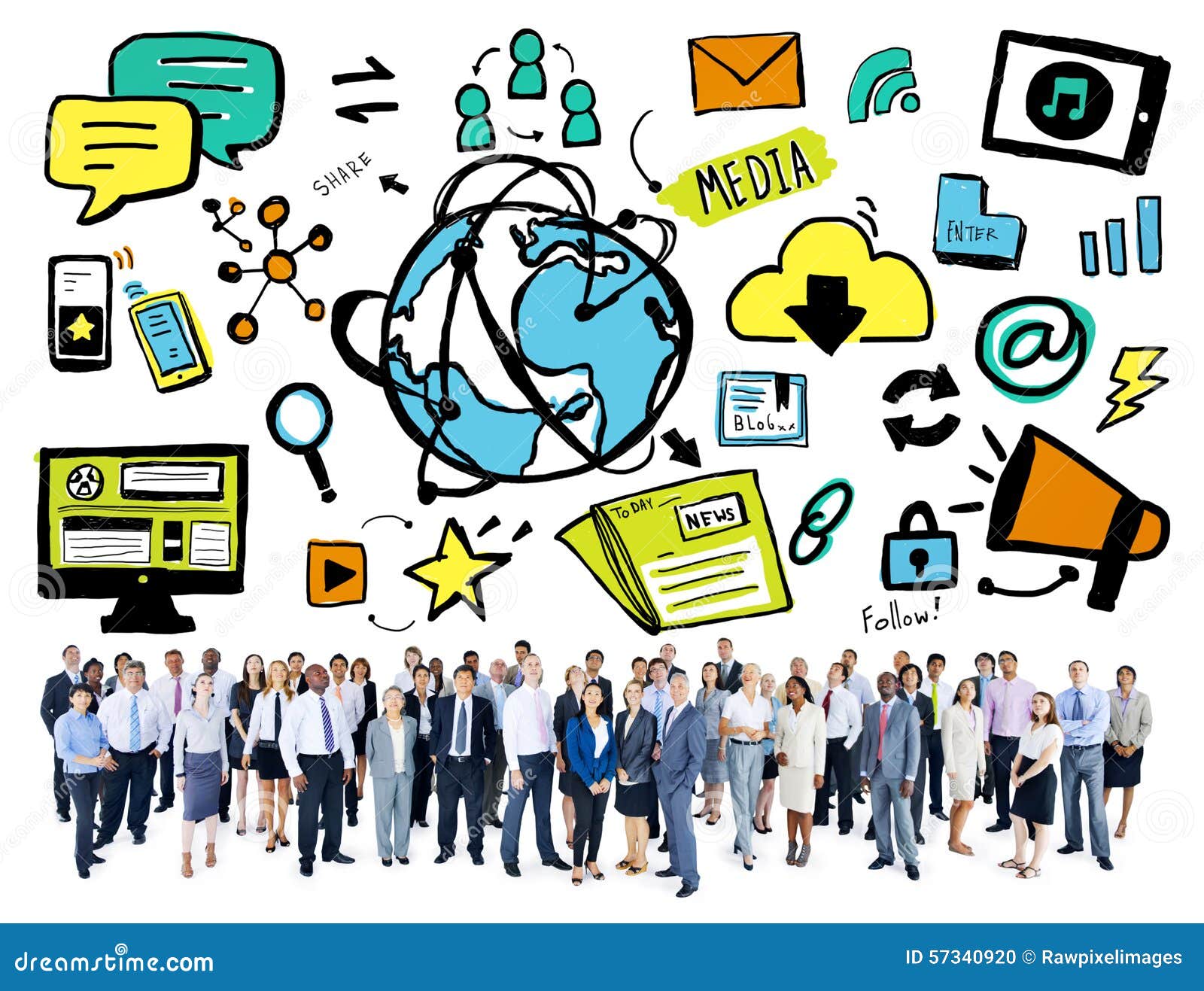 Business People Technology World Media Community Concept Stock ...