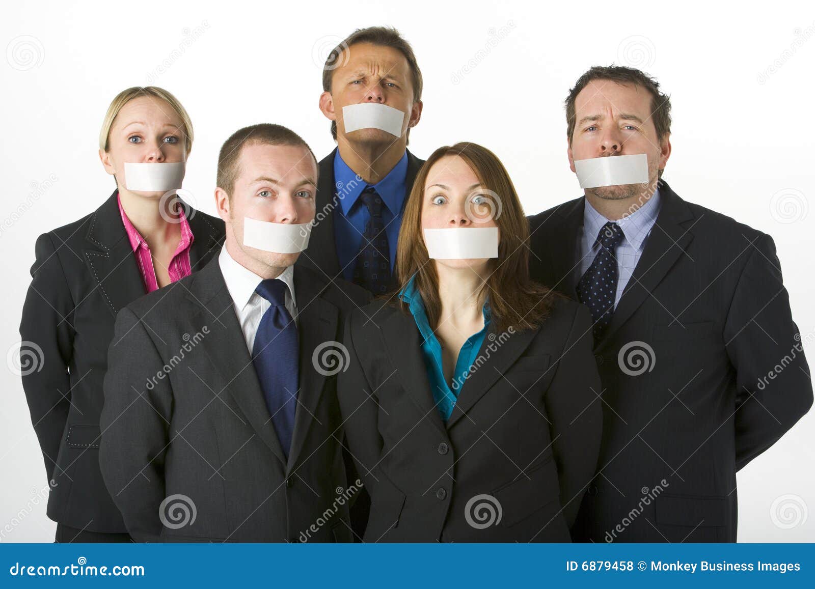 Business People with Their Mouths Taped Shut Stock Photo - Image of ...