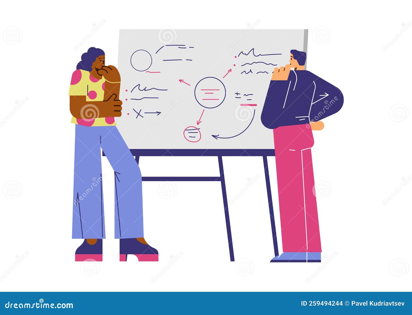 Business People Think about Startup Strategy, Flat Vector Illustration ...