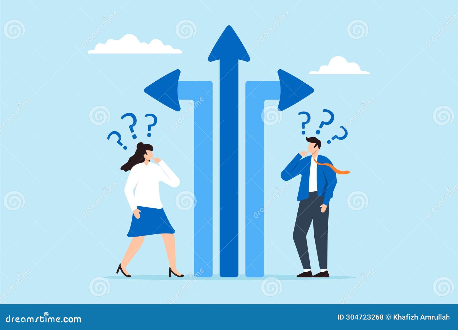 Business People Thinking on Different Career Path Stock Illustration ...