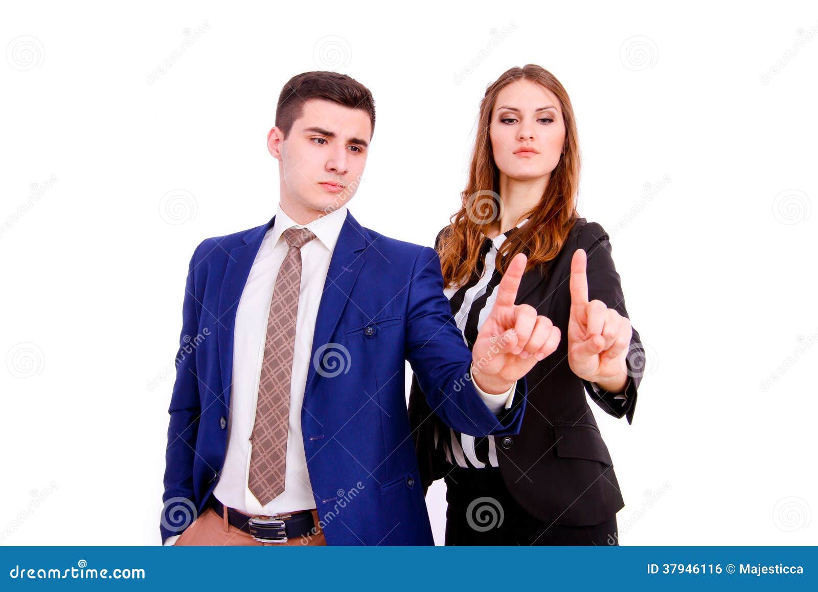Business People Touching Virtual Screen Stock Photo - Image of ...