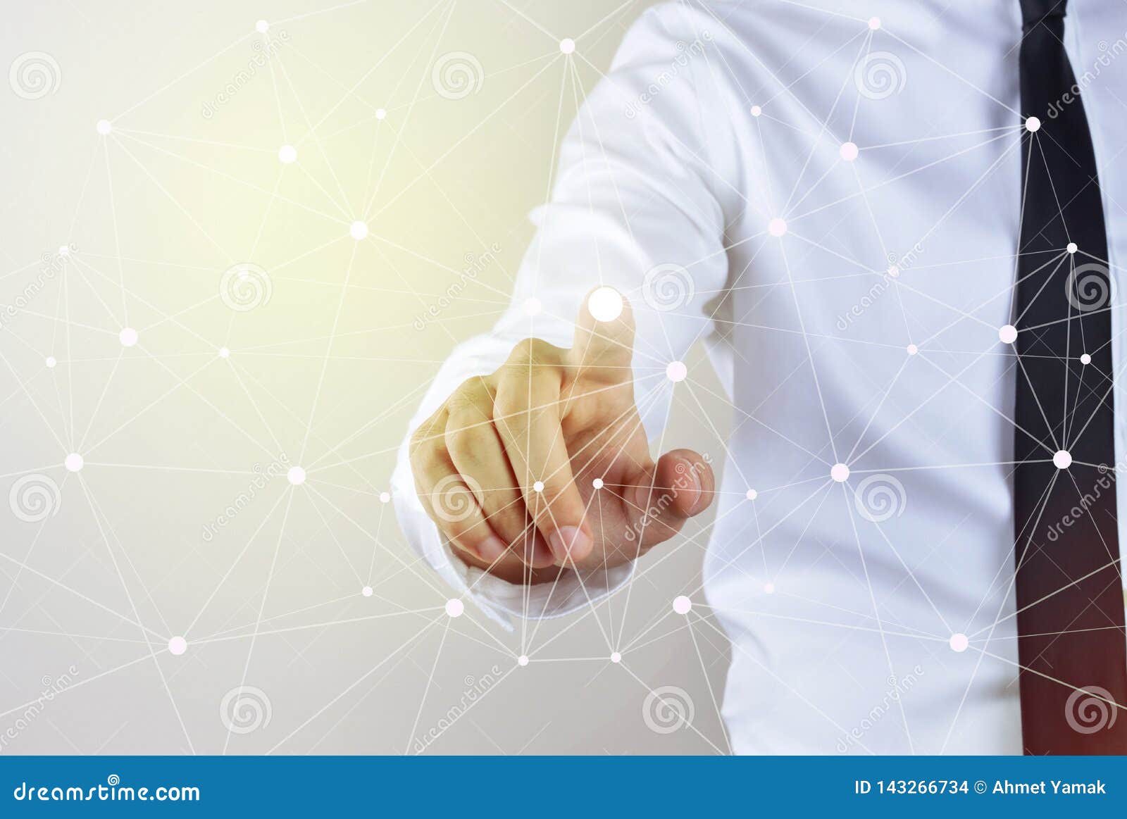 Businessman Touching on Visual Screen Stock Photo - Image of connection ...
