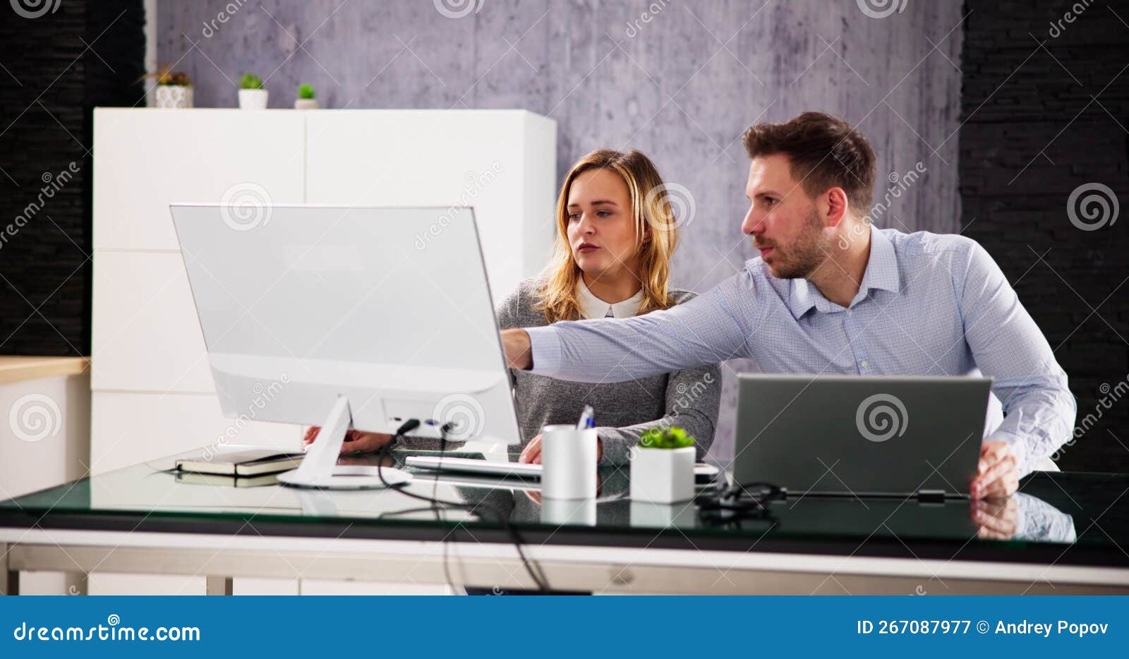 Business People Training on Computer. Stock Image - Image of busy ...