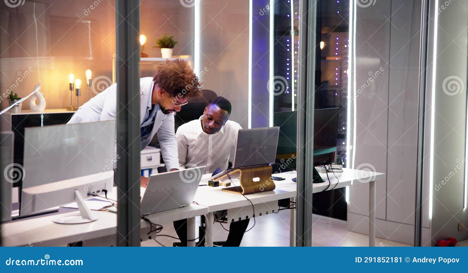 Business People Training on Computer. Young Workers Stock Image - Image ...