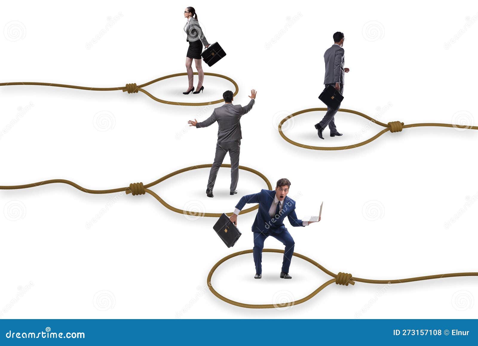 Business People Trapped by a Rope Stock Photo - Image of bound ...