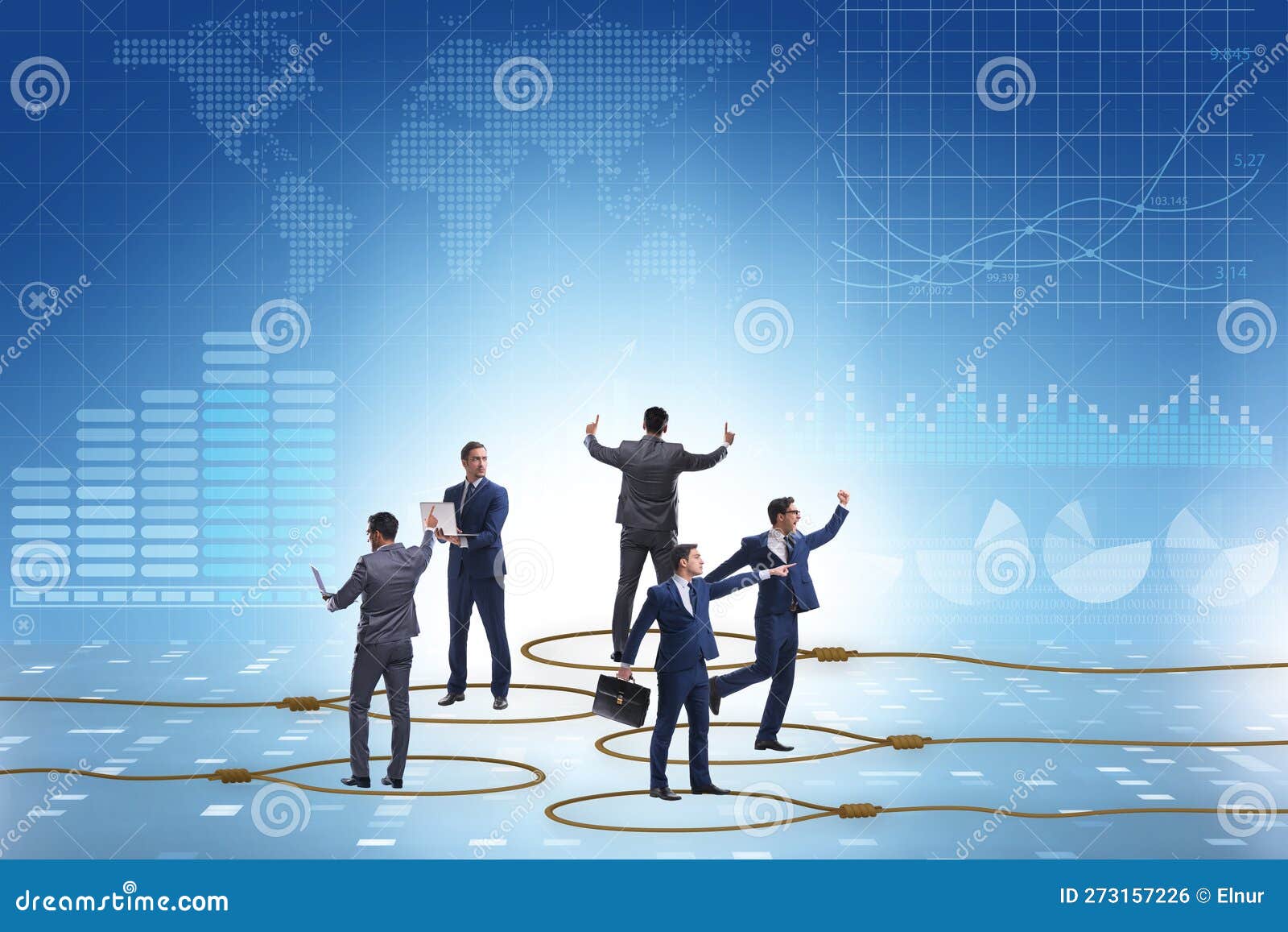 Business People Trapped by a Rope Stock Photo - Image of hostage, help ...