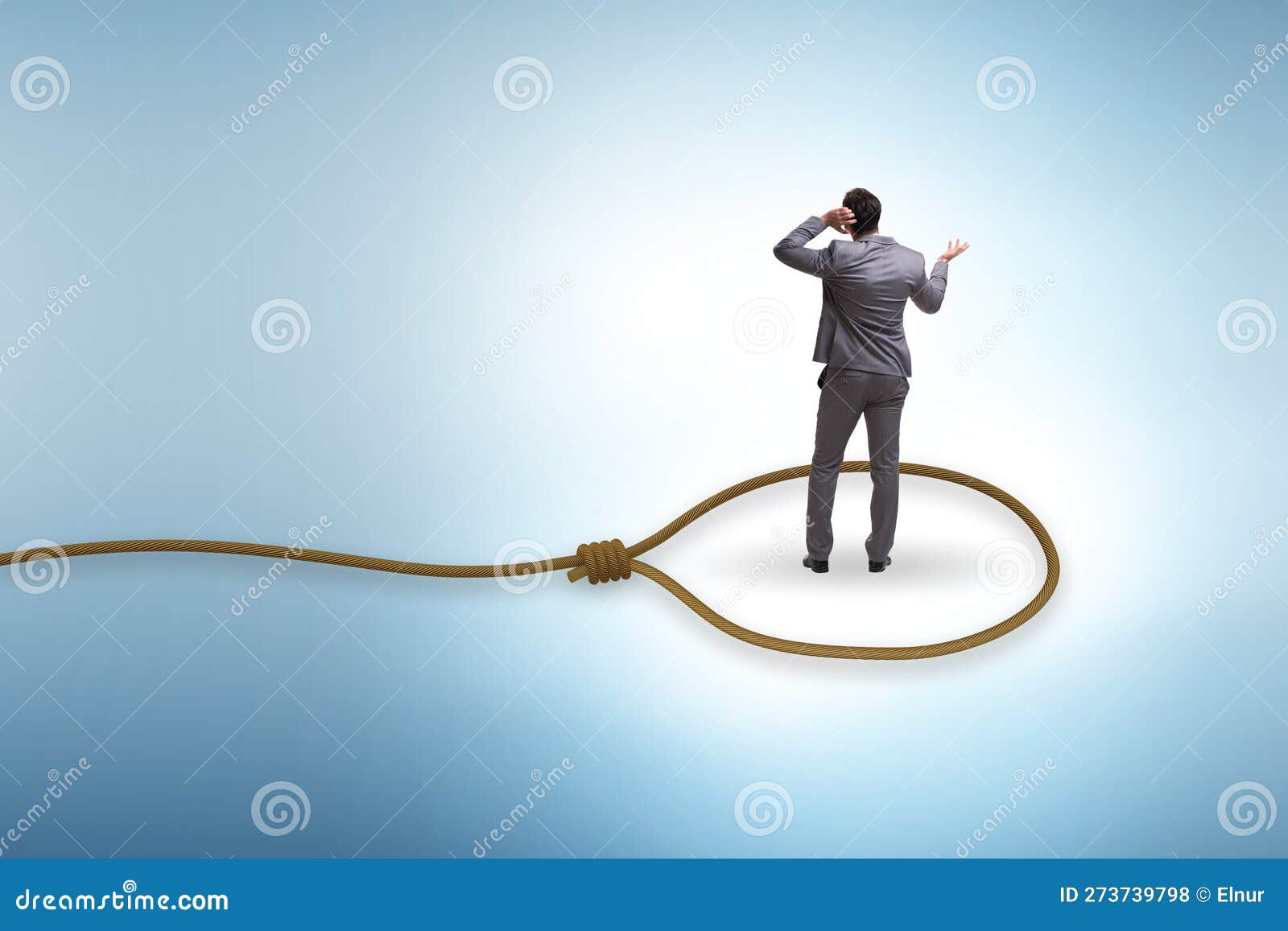Business People Trapped by a Rope Stock Photo - Image of slave, trouble ...
