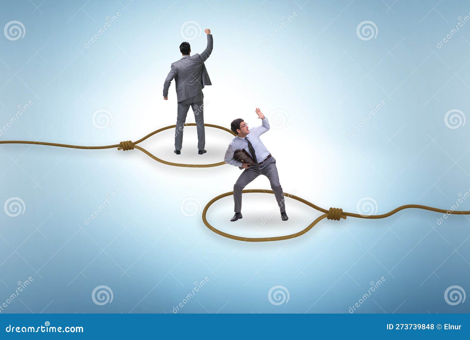 Business People Trapped by a Rope Stock Photo - Image of frustrated ...