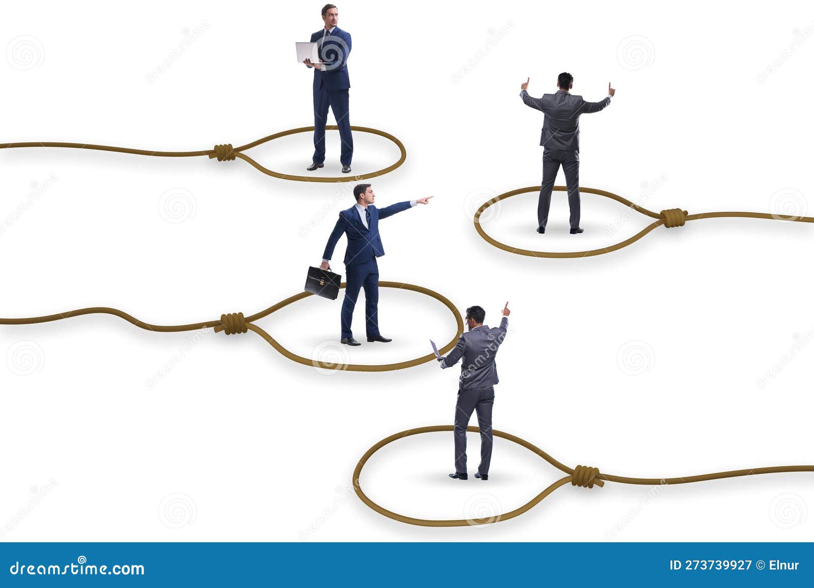 Business People Trapped by a Rope Stock Image - Image of challenge ...