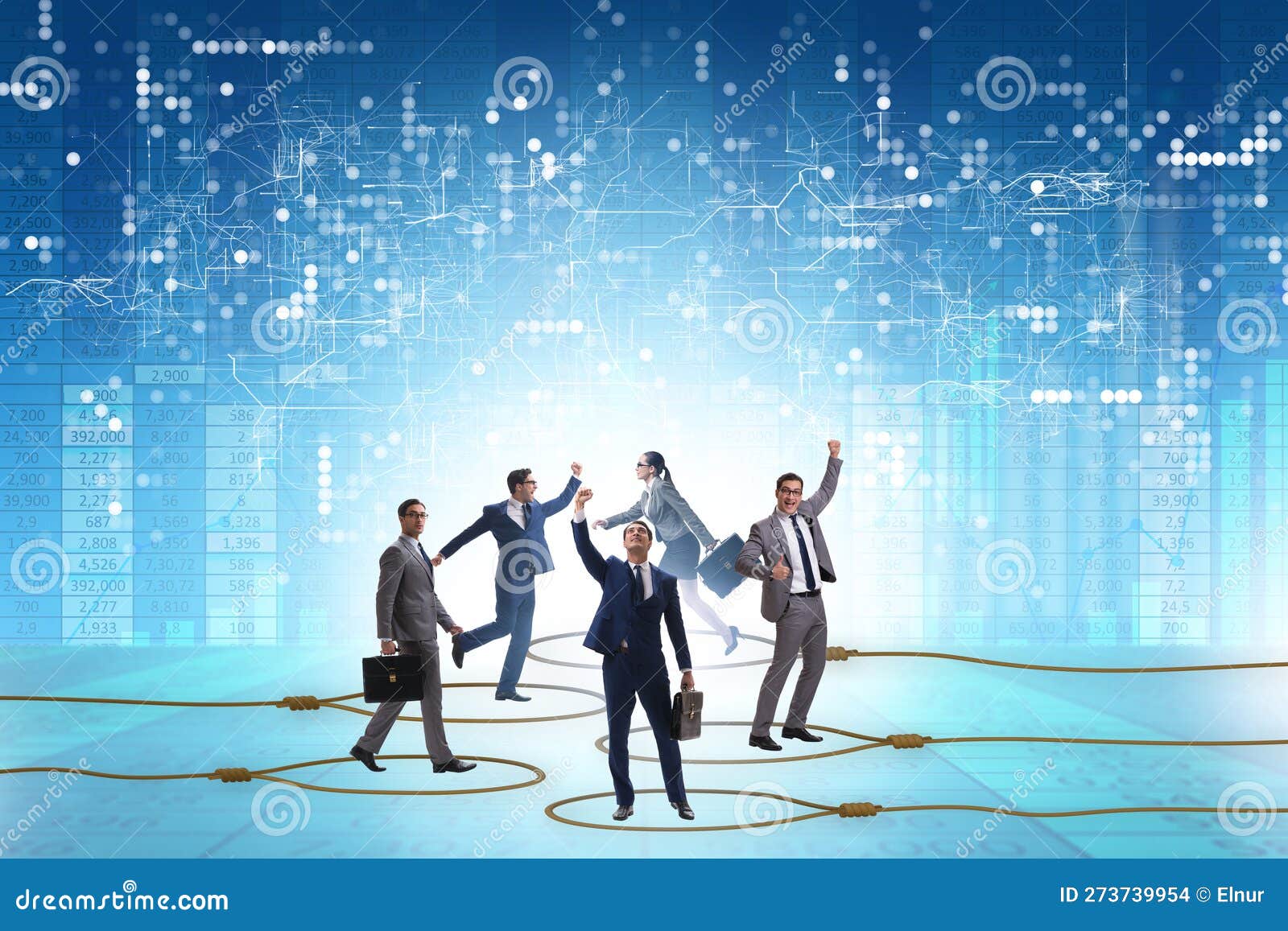 Business People Trapped by a Rope Stock Photo - Image of slavery ...