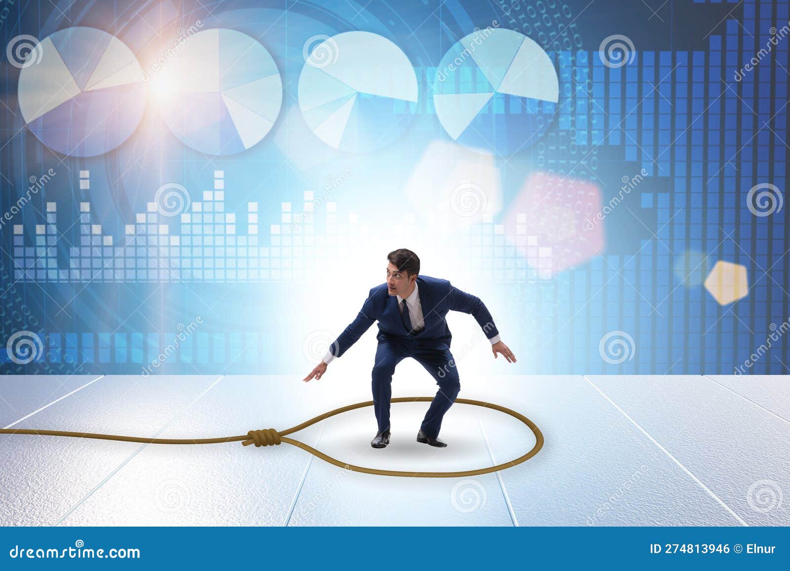 Business People Trapped by a Rope Stock Photo - Image of trouble ...