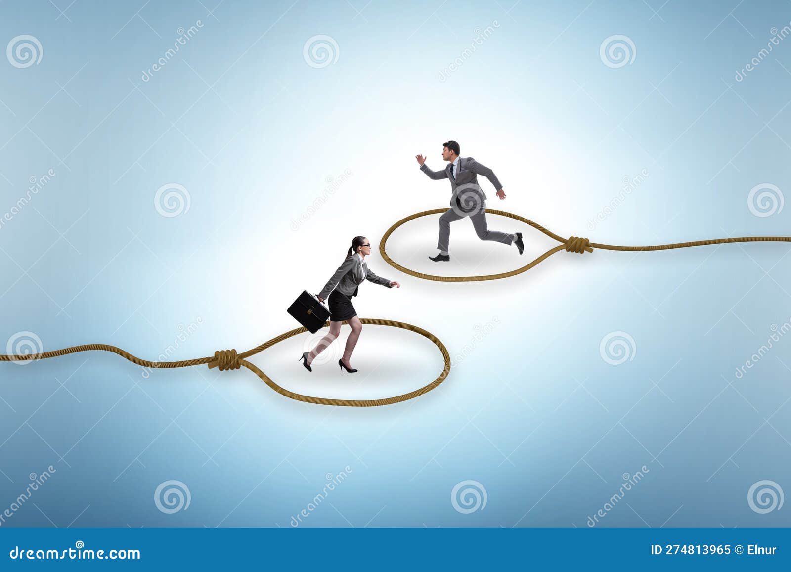 Business People Trapped by a Rope Stock Image - Image of slavery, rope ...