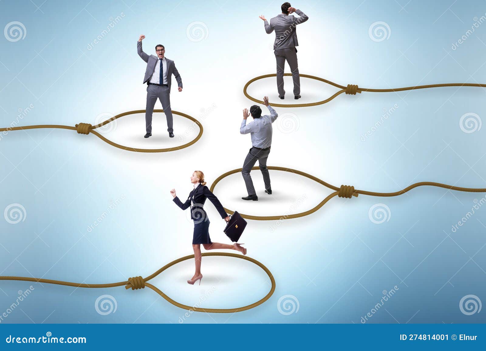 Business People Trapped by a Rope Stock Image - Image of employment ...
